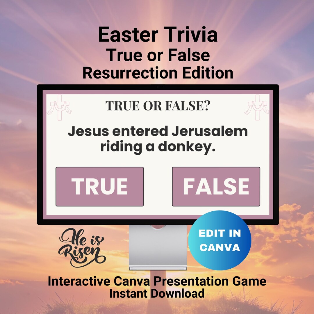Easter Trivia Game, True or False Bible Trivia, Christian Activity ...