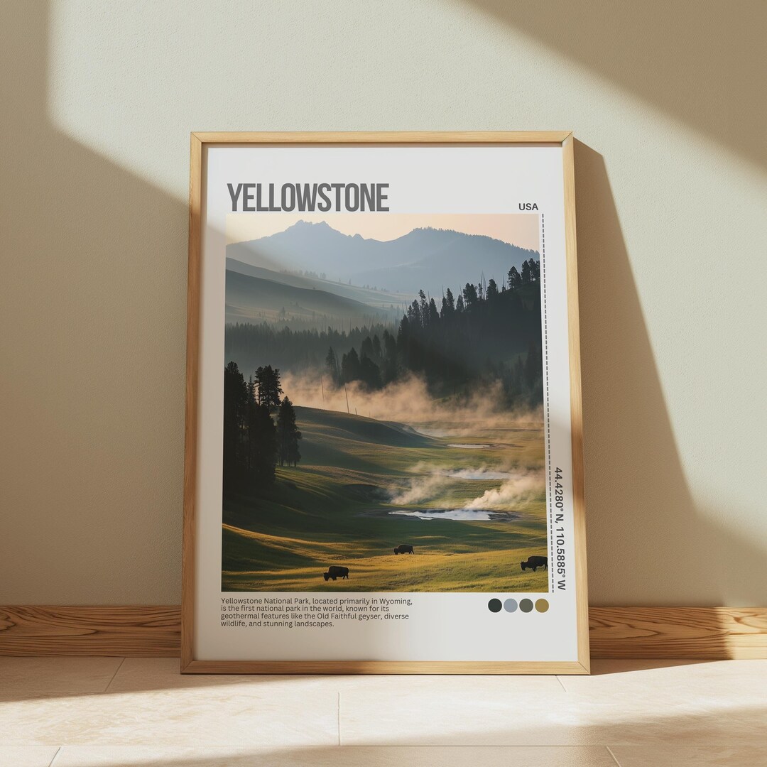 Yellowstone National Parks Travel Print, Yellowstone Poster Print ...