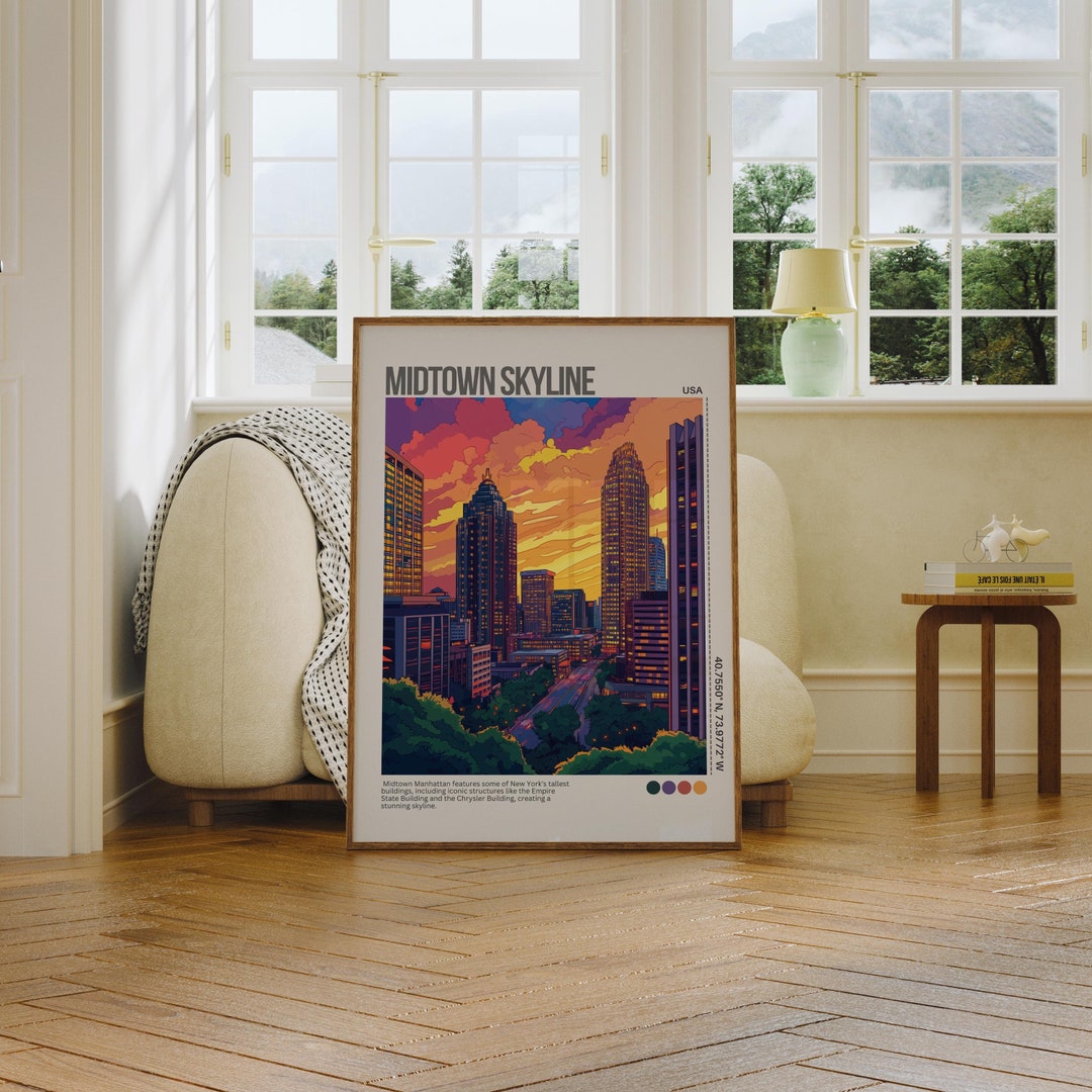 Atlanta Travel Poster / Midtown Skyline / Vintage City Photography ...