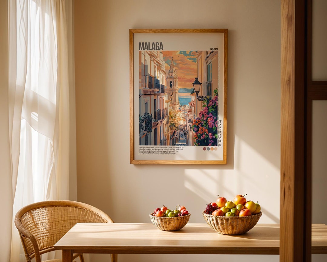 Malaga Print, Vintage Poster, Malaga Art, Malaga Poster, Malaga Photo ...