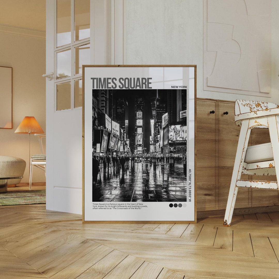 New York Poster, NYC Poster, Times Square Wall Art, Retro New York ...
