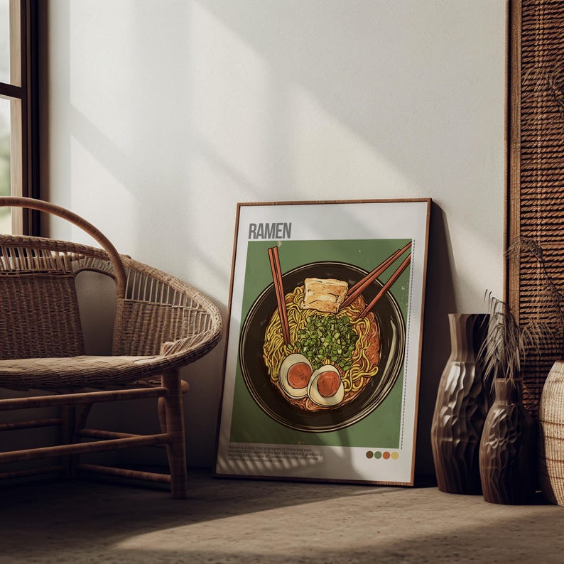 Ramen Poster, Japanese Print, Food Poster, Cafe Wall Art, Retro ...