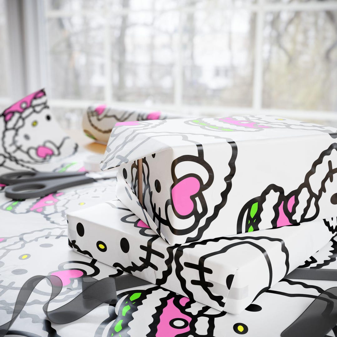 Hello Kitty Christmas Wrapping Paper Roll Winter Cute Kawaii Cat - Etsy