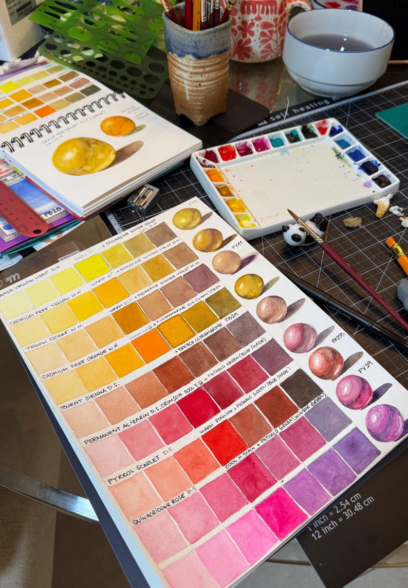 Watercolor Mixing Chart: Color Reference Guide (digital Download, PDF ...