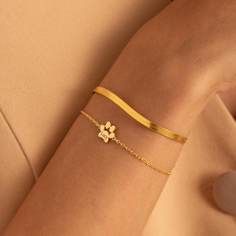 Solid Gold Print Bracelet - Etsy