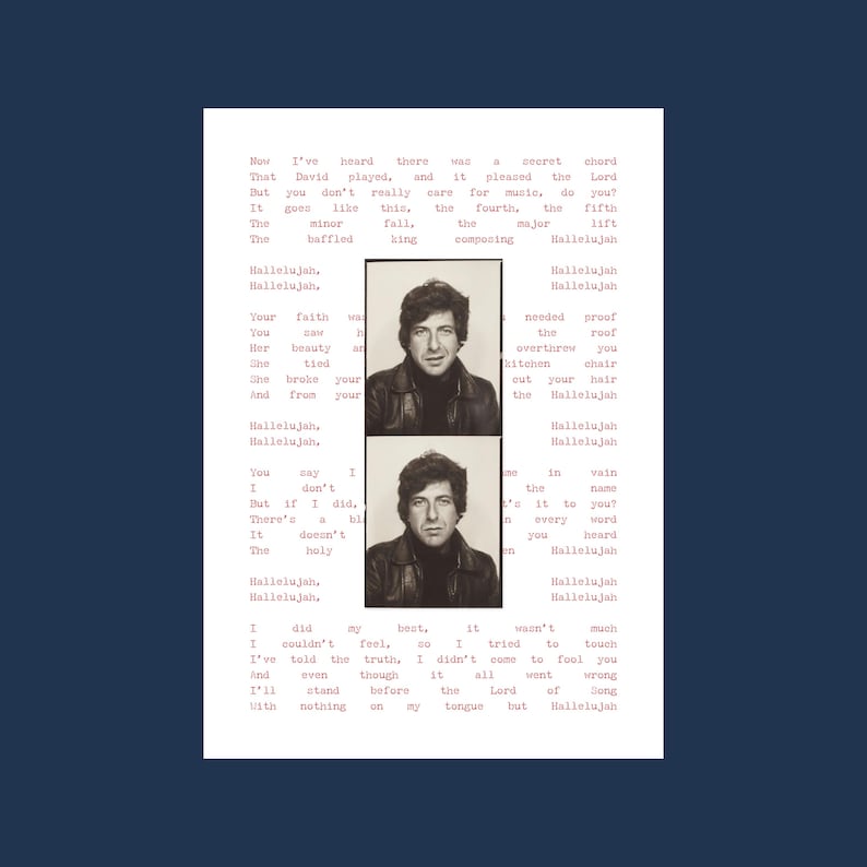Hallelujah - Leonard Cohen - A5, A4 & A3 - Music Poster/print - Etsy