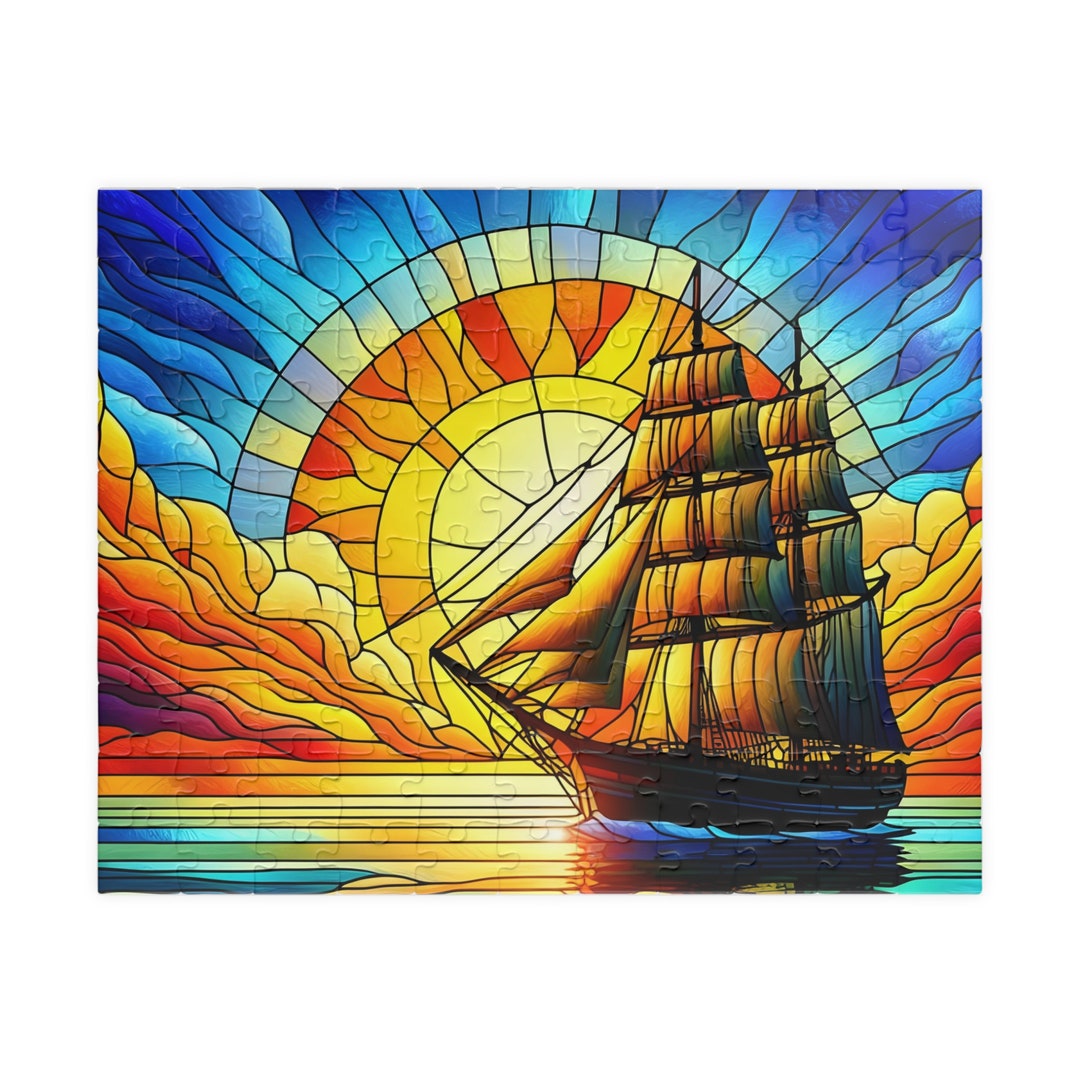 Sunset Sailboat Puzzle 110, 252, 520-piece for Kids and Adults, Gift - Etsy
