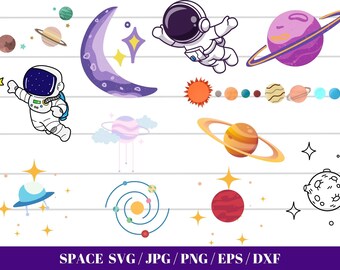 Space SVG. PNG. Cricut Cut, Layered Files. Silhouette Files. Planets ...