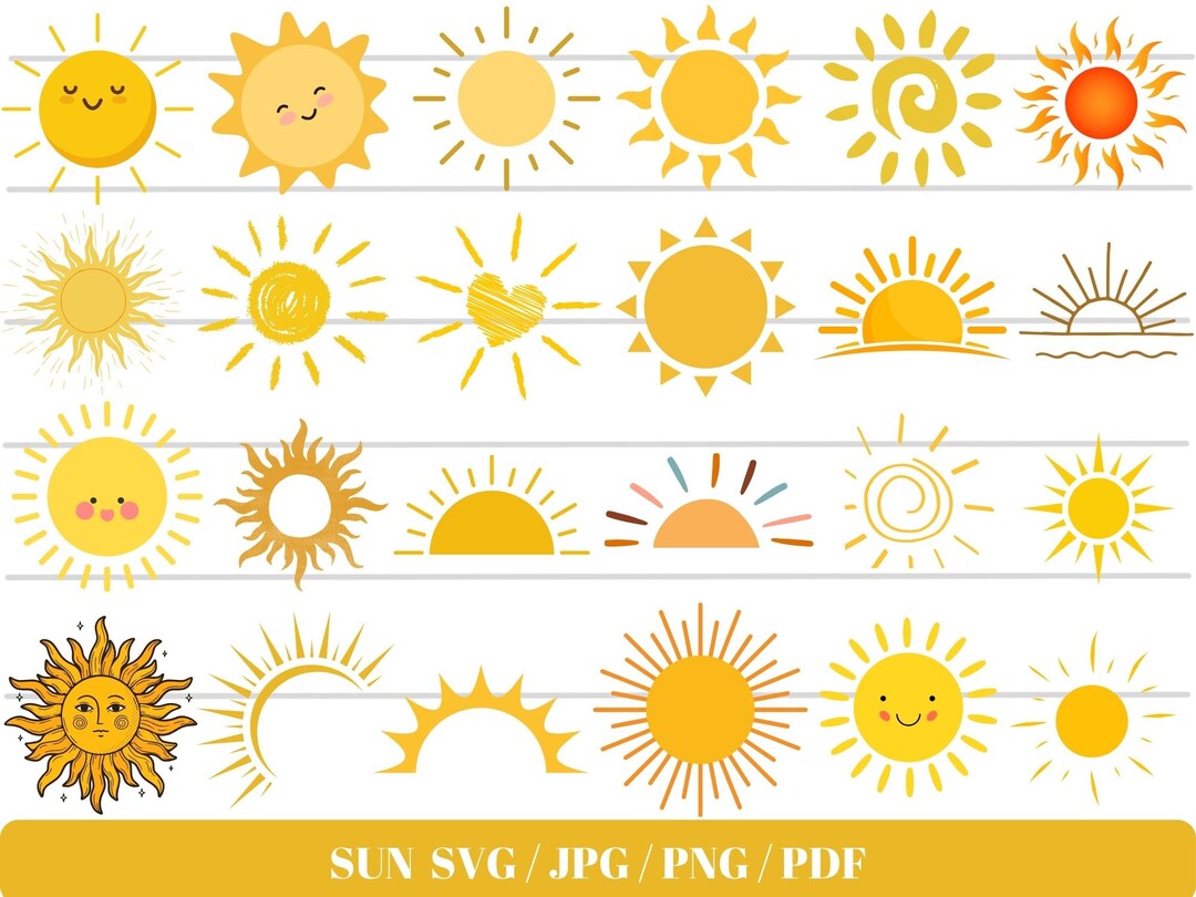 Sun SVG, Sun Cut File, Sun Clipart, Sunshine Svg, Summer Svg, Digital ...