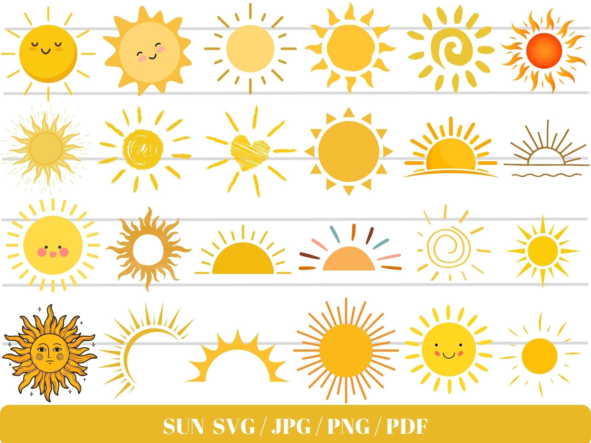Sun SVG, Sun Cut File, Sun Clipart, Sunshine Svg, Summer Svg, Digital ...