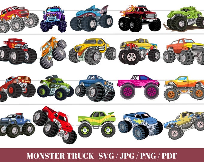 Monster Truck Svg, Layered Monster Truck Svg, Monster Truck Svg Files ...