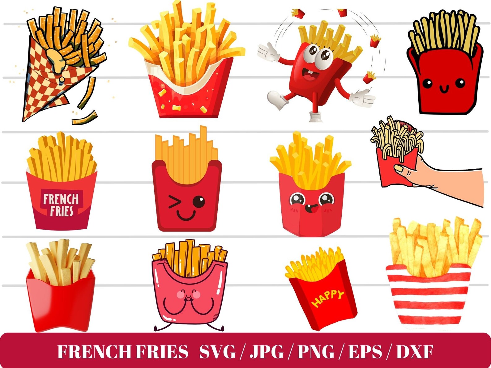 French Fries Svg Svg Bundle French Fry Svg Silhouette Cricut Cut File ...