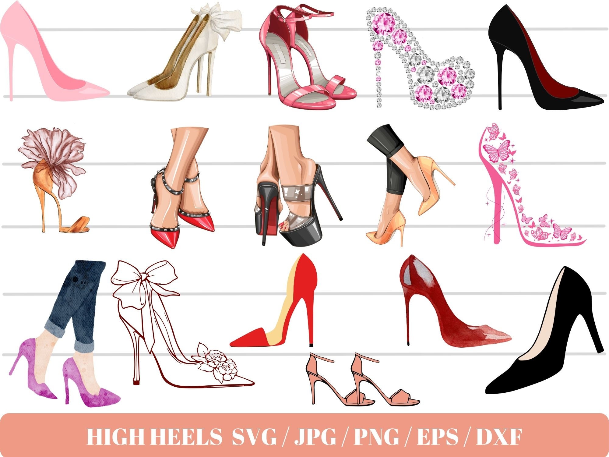 Red High Heel Shoes Svg Png Eps Dxf Pdf/high Heel Shoes Svg/heels Svg ...
