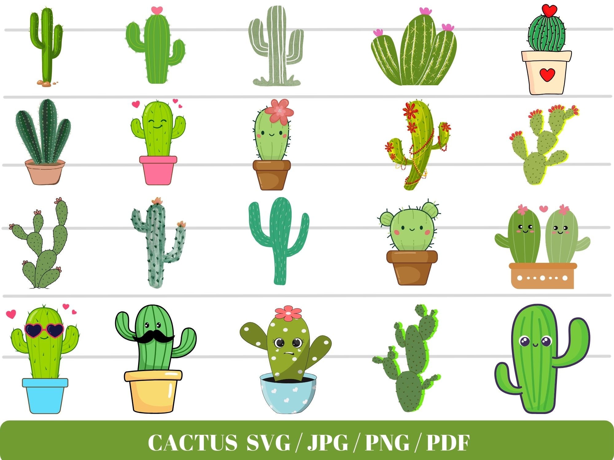 Cactus SVG Bundle Cactus Flower SVG File Succulent Png for Shirts Cacti ...