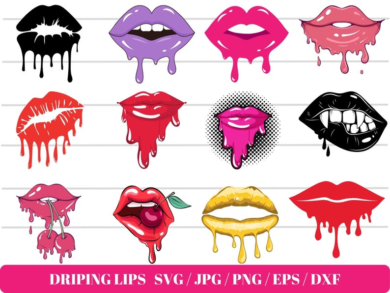 Lips SVG, Kiss SVG, Lips Print Svg, Red Lips Svg, Dripping Lips Svg ...