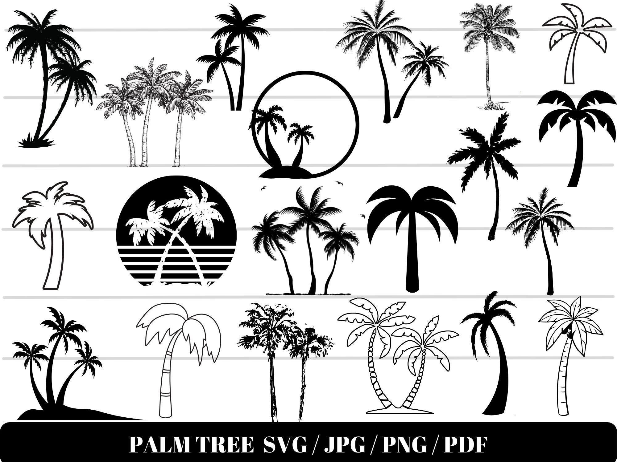 Palm Tree Svg, Palm Tree Silhouette, Palm Tree Cut Files, Palm Tree Svg ...