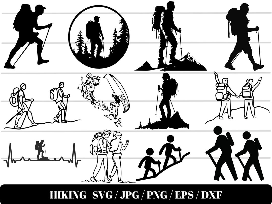 Hiking Svg Files / Forest Scene Svg / Hiking SVG Bundle / Mountain ...
