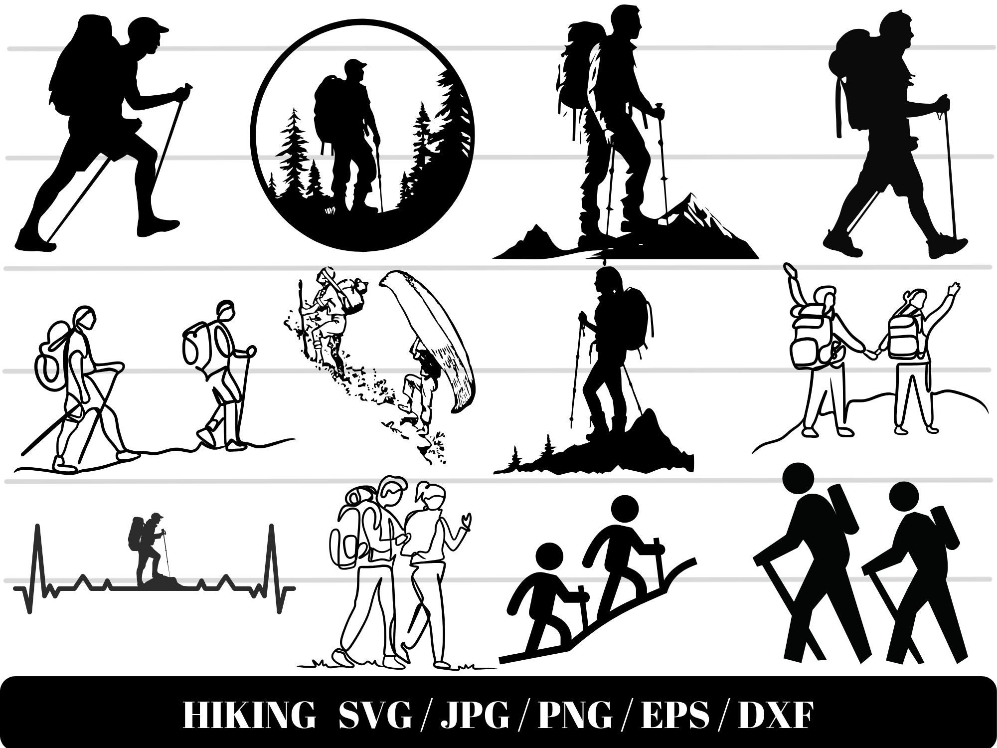 Hiking Svg Files / Forest Scene Svg / Hiking SVG Bundle / Mountain ...