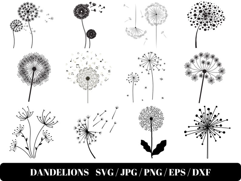 Dandelion Svg Bundle, Dandelion Svg, Dandelion Png, Clipart, Just ...