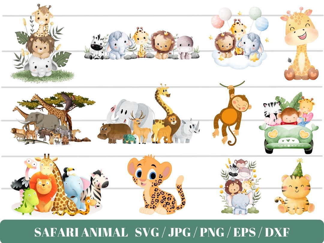 Jungle Animals SVG Set. Safari Animals SVG. Cricut Cut Files, Layered ...
