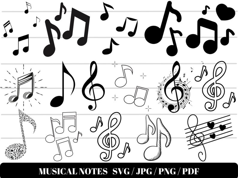 Music Notes Svg,music Notes Png,music Note,clipart,bundle,dxf,cut File ...
