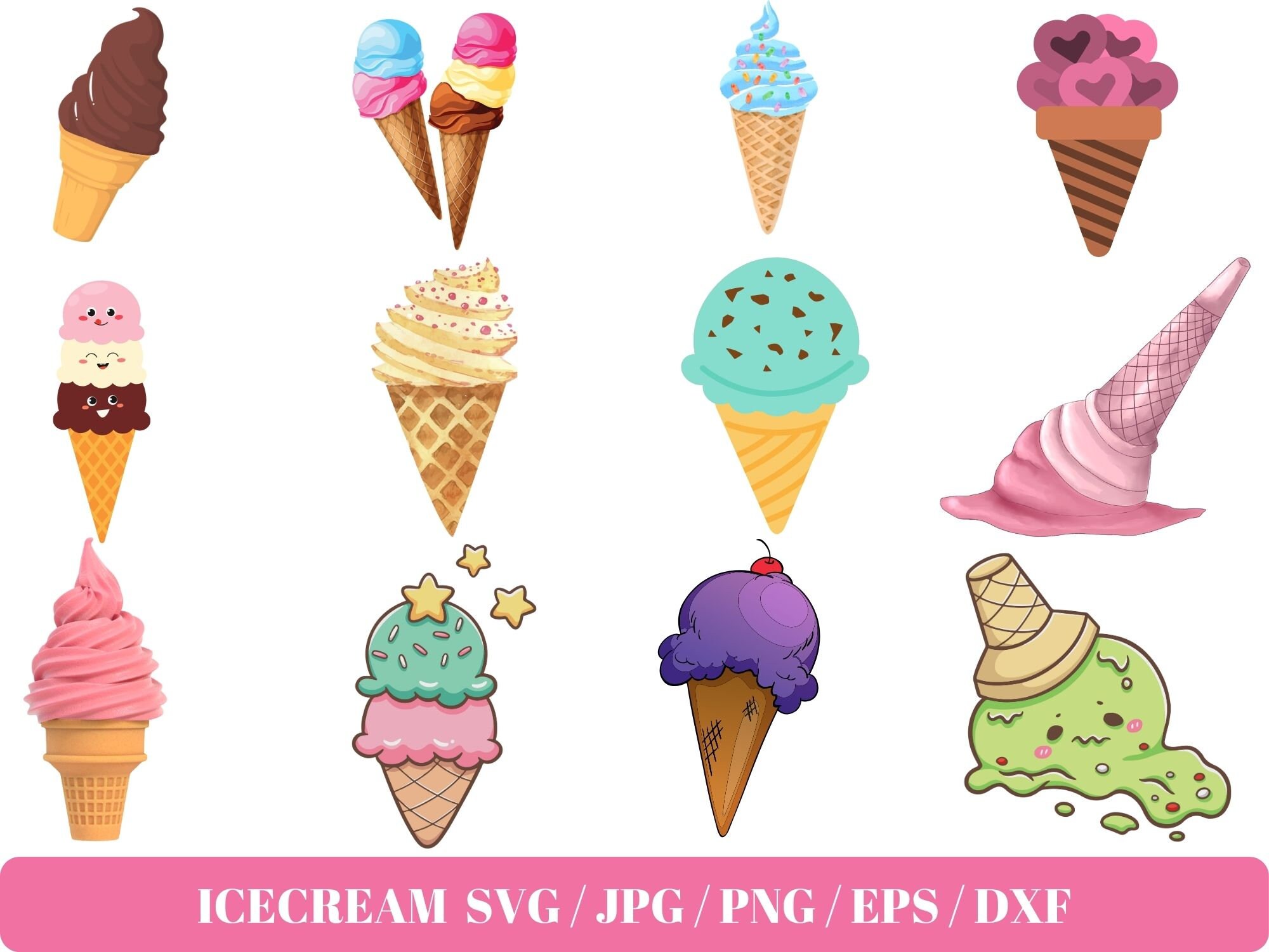 Ice Cream Instant Digital Download Svg, Png, Dxf, and Eps Files ...