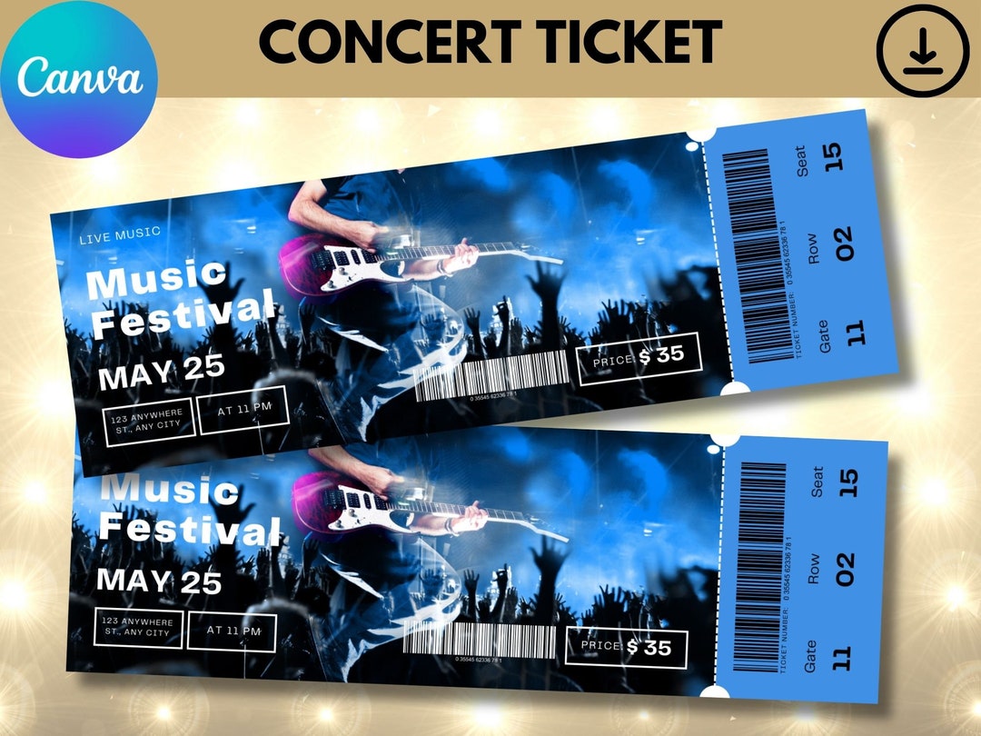 Editable Concert Ticket Template, DIY Event Ticket, Custom Concert ...