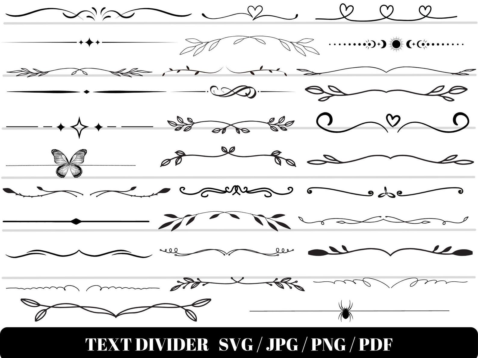 TEXT DIVIDERS SVG, Text Dividers for Cricut , Text Divider Clipart ...