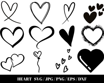 HEART Bundel SVG, HEART Doodle Svg, Heart Svg Cut Files for Cricut, Hand Drawn Heart Svg,heart ...