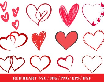 Red Heart SVG, Simple Heart Svg, Valentine's Day Svg, Read Hearts ...