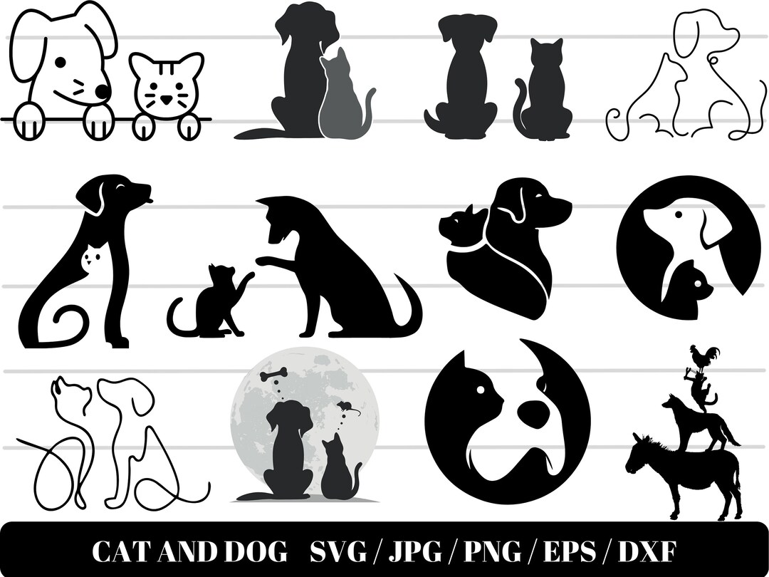 CAT and DOG SVG, Cat and Dog Clipart, Cat and Dog Svg Cut Files for ...