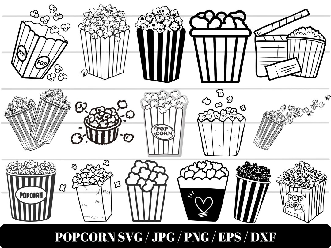 Popcorn Svg Bundle, Popcorn Box Svg, Popcorn Clipart, Pop Corn Svg ...