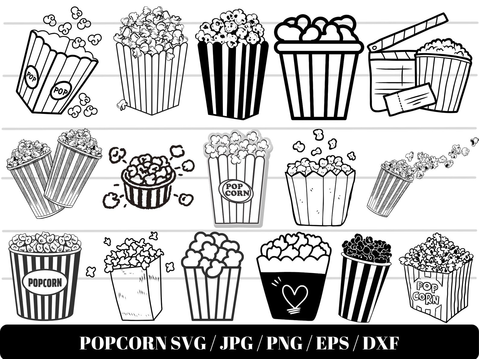 Popcorn Svg Bundle, Popcorn Box Svg, Popcorn Clipart, Pop Corn Svg ...