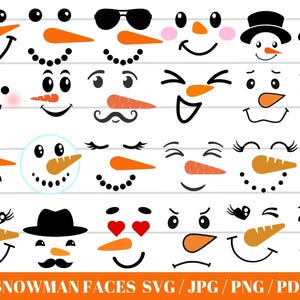 Snowman Faces Svg Snowman Svg Snowman Clipart Christmas Svg Snowman Cut ...