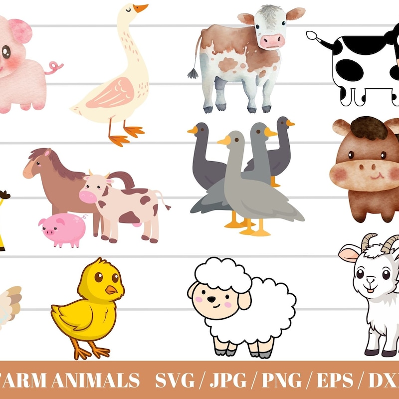 Cute Farm Animals Svg - Etsy
