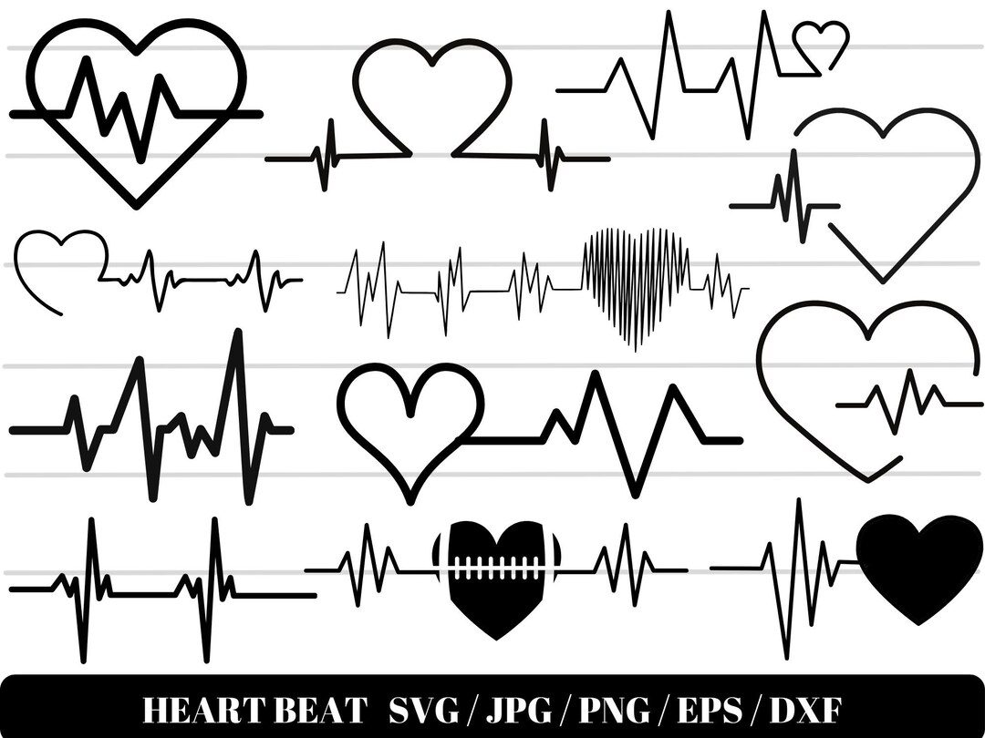 Heartbeat Line SVG Files ECG EKG Cut Files Healthcare Vector Files ...
