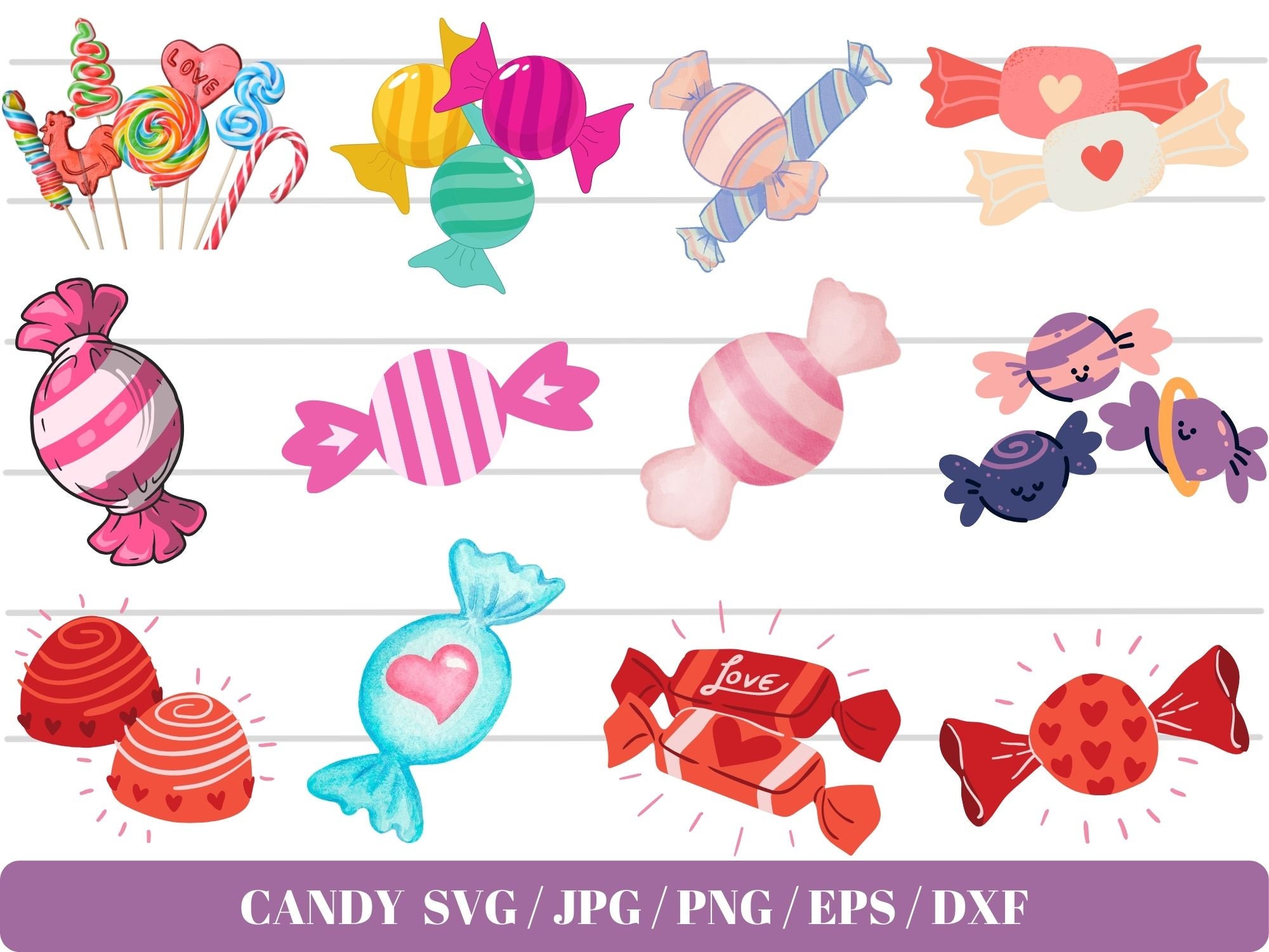 Candy SVG Bundle, Doodle Candy, Candy Sticker, Candy Clipart, Circut ...