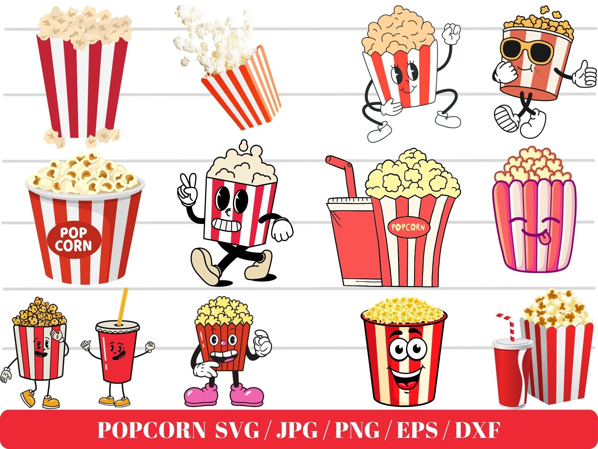 Popcorn Svg Bundle, Popcorn Box Svg, Popcorn Clipart, Pop Corn Svg ...
