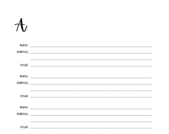 Address Book Template Cute Address Book Printable, Address Book Inserts ...