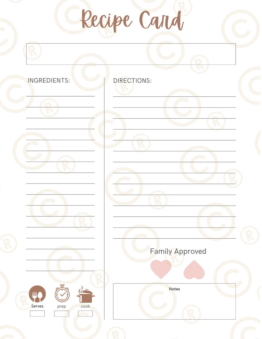 Recipe Card Template PLUS Bonus 14 Recipe Cards - Etsy