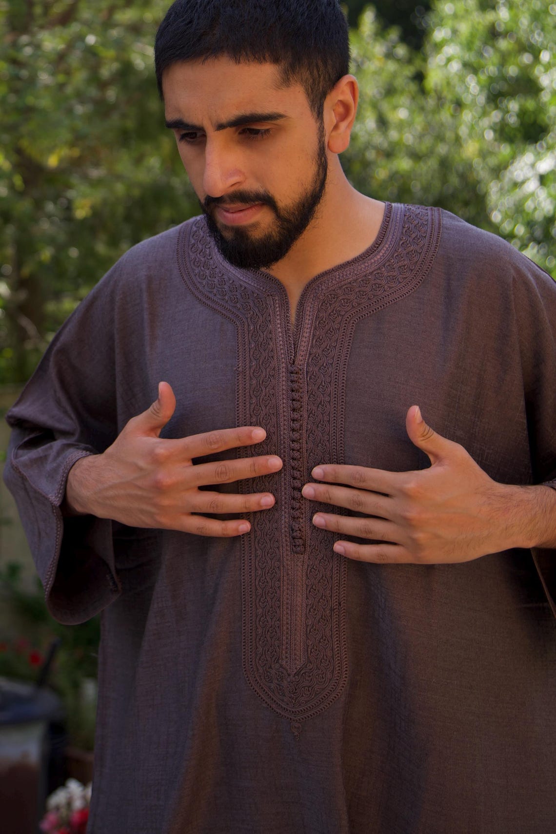 Majestic Thobes: Luxury Ultimate Brown Gandora, Moroccan Maghrebi Thobe ...