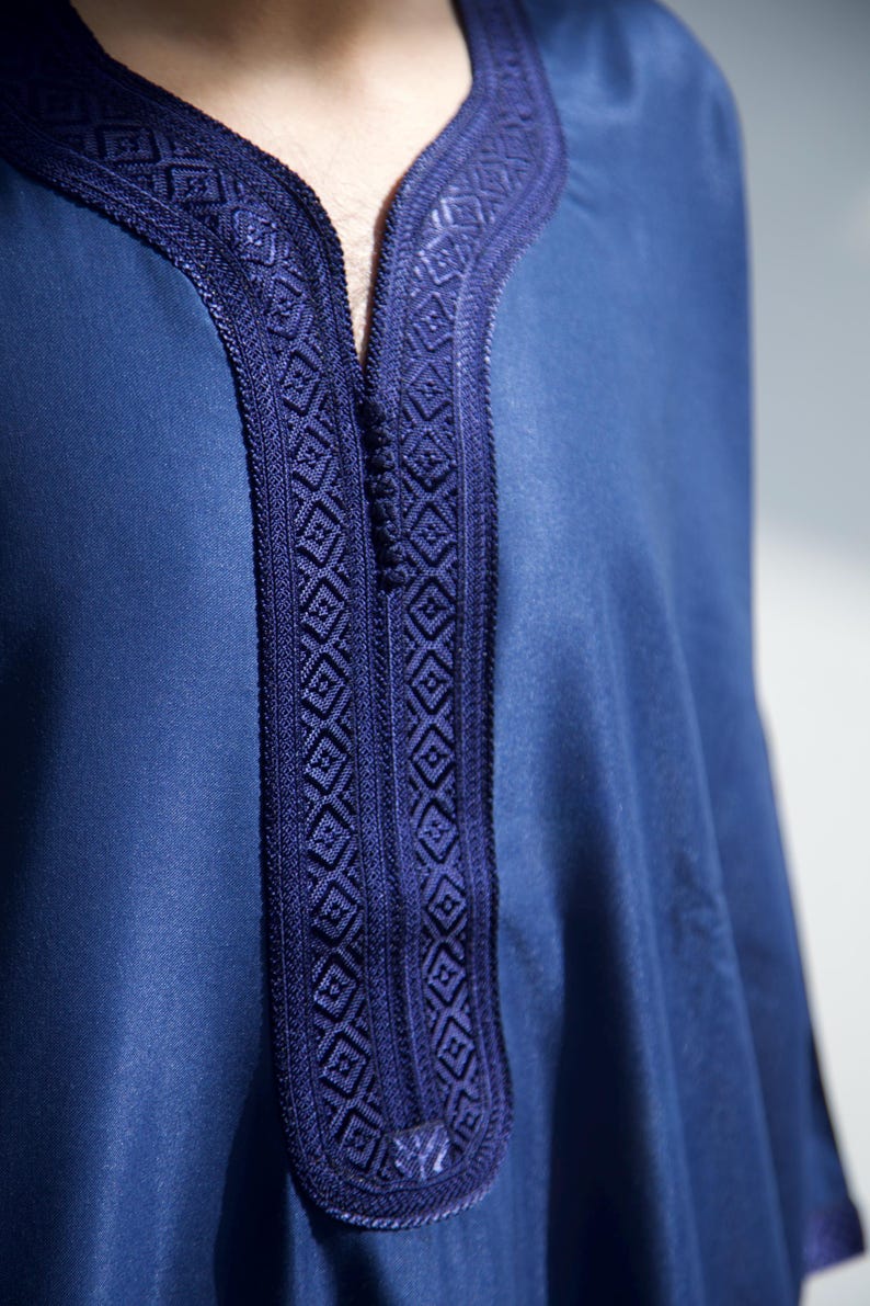 Majestic Thobes: Premium Royal Blue Gandora, Moroccan Maghrebi Thobe ...