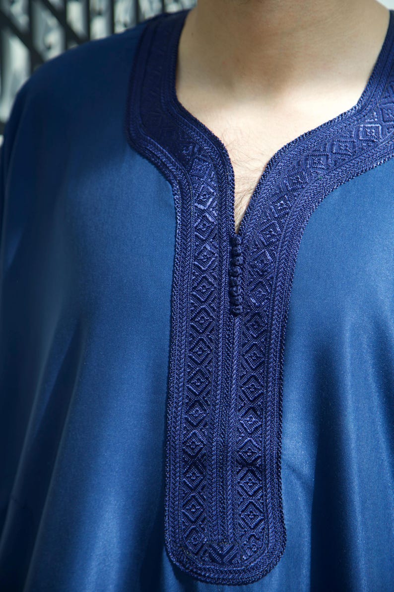Majestic Thobes: Premium Royal Blue Gandora, Moroccan Maghrebi Thobe ...