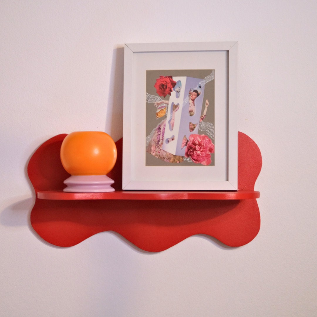 Red Waves Shelf Dopamine Decor Shelf Wall Decoration Book Shelf ...