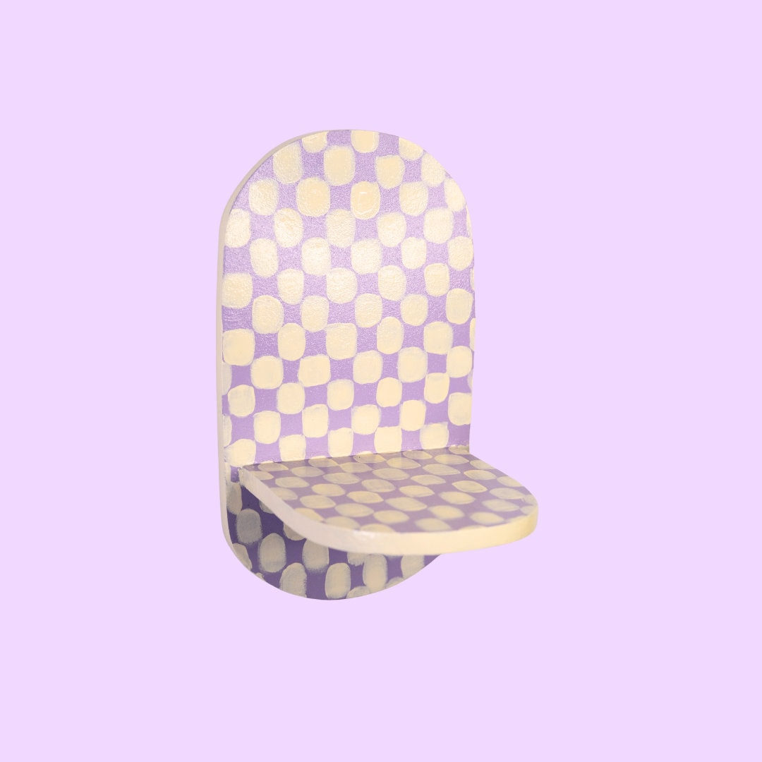Yellow and Lilac Checkered Oval Shelf Retro Shelf Decorative Shelf ...