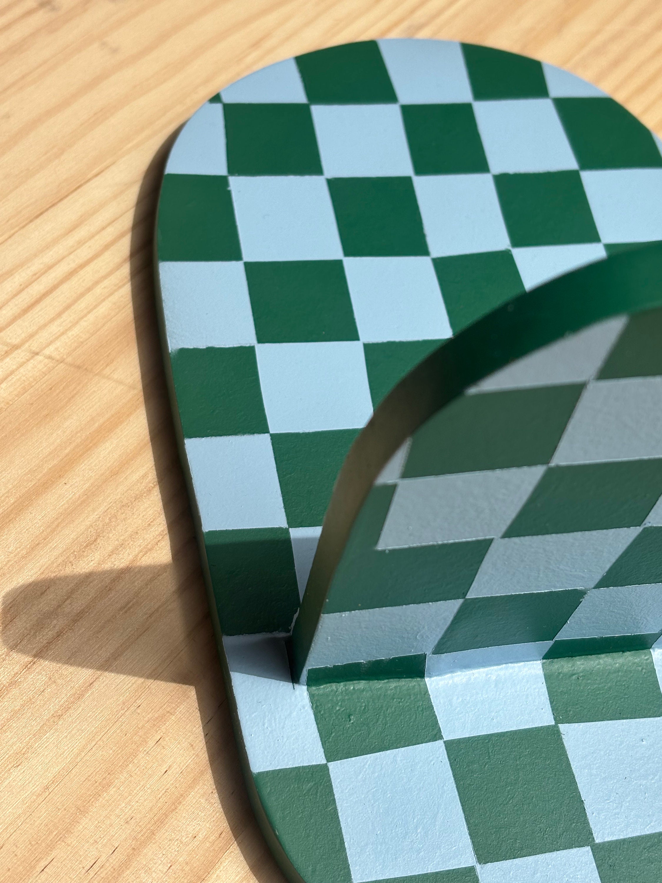 Green and Blue Checkered Oval Shelf - Funky Retro Dopamine Decor Shelf ...