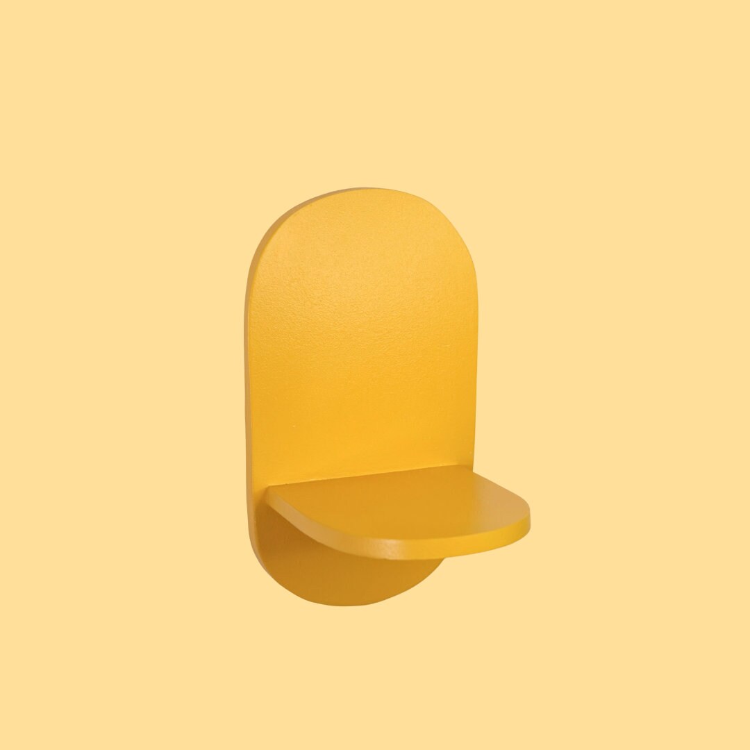 Oval Mustard Yellow Shelf Wooden Shelf Retro Shelf Dopamine Decor ...