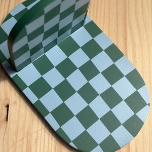 Green and Blue Checkered Oval Shelf - Funky Retro Dopamine Decor Shelf ...