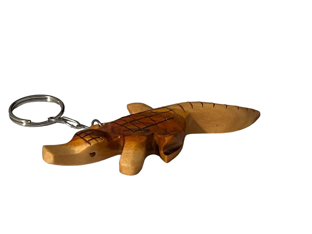 Hand-carved Wooden Crocodile Keychain: Wildlife Art Gift - Etsy