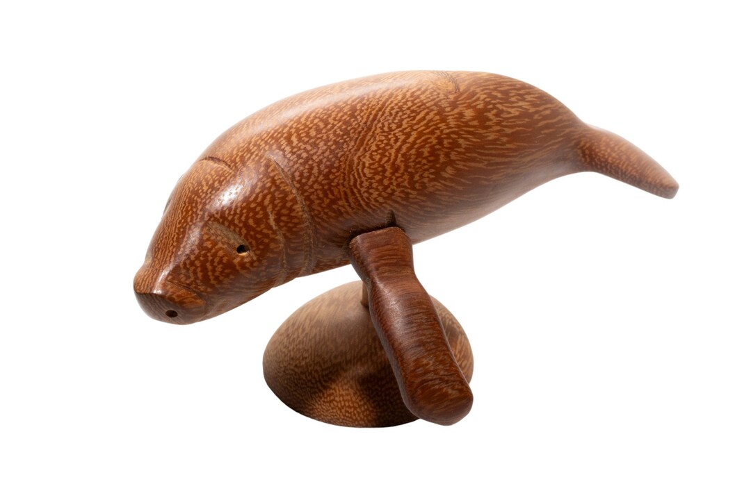Hand-carved Wooden Manatee Figurine - Elegant Marine Life Art for ...